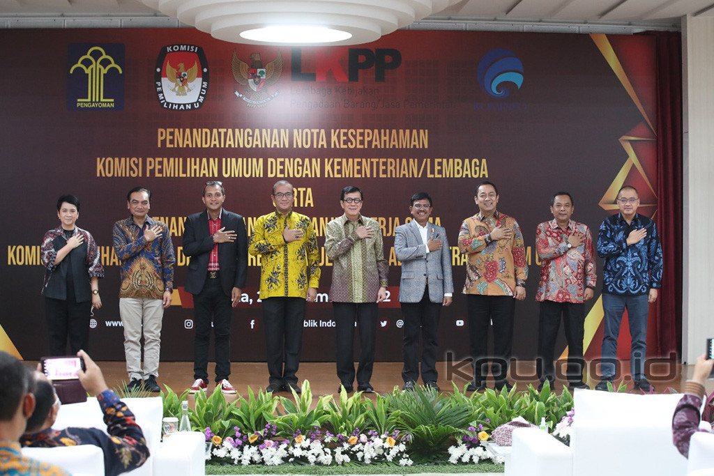 MoU KPU dengan Kemenkumham, Kemkominfo dan LKPP, Perlancar Pemilu dan Pemilihan 2024 - KPU